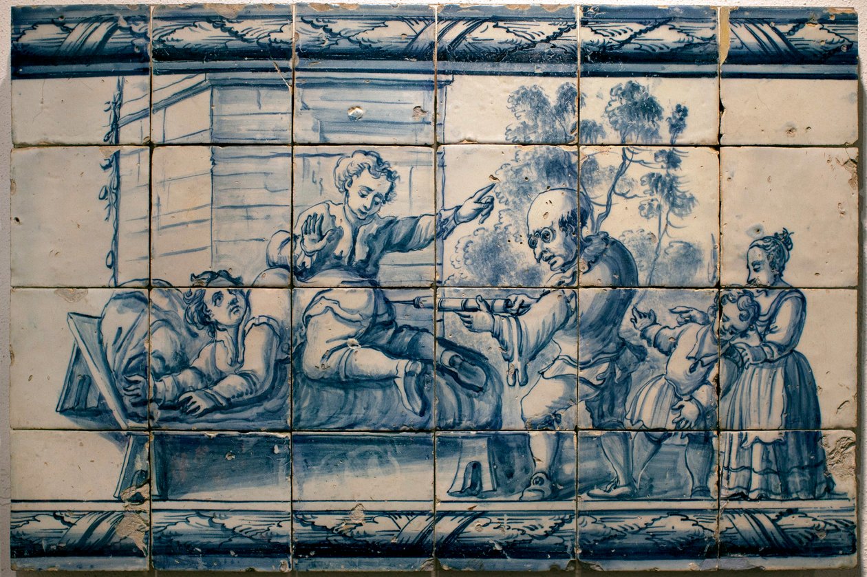 The doctor doing an enema to a patient - Satirical panel of Lisbon ...
