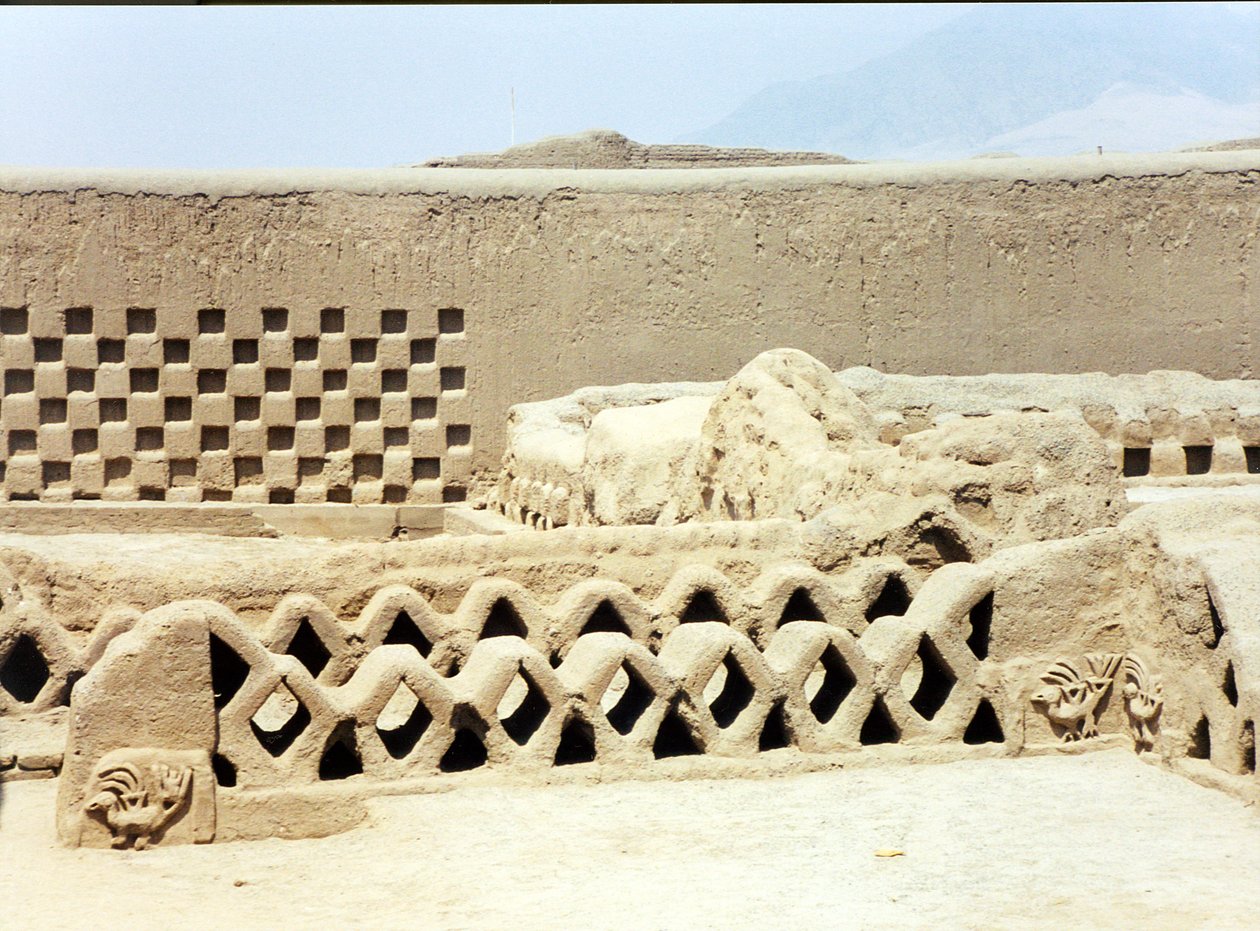 Inside the ruined and abandoned pre-Inca city built by the Chimu, c.1300