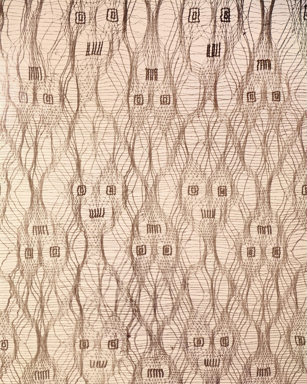 Sheer cloth with jaguar faces, Paracas tribe