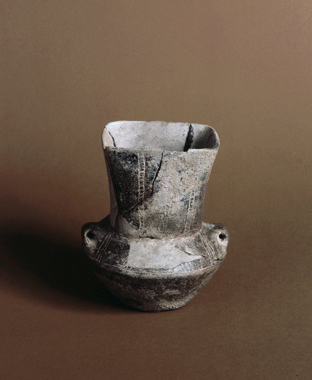 Square Opening Vase with Neolithic Graffiti