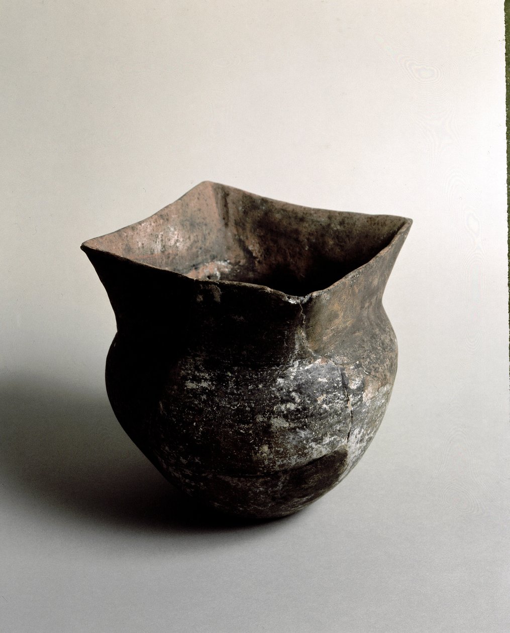Prehistory: terracotta vase with square opening of the Neolithic age ...
