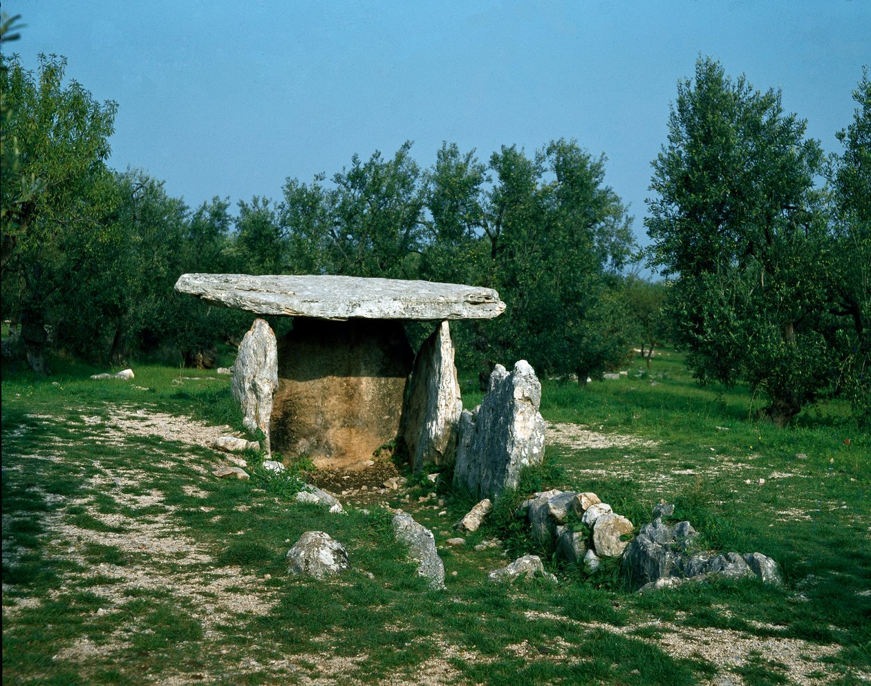 View of the dolmen of Chianca with its entrance corridor. Stone Age ...