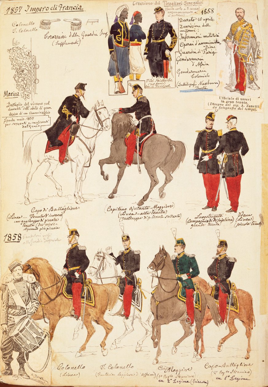 Various uniforms of the Kingdom of France, by Quinto Cenni