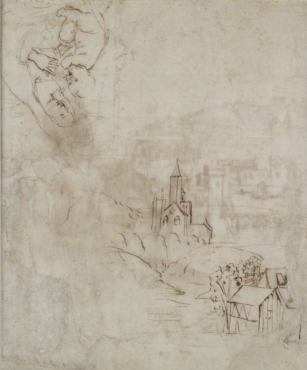 Verso: Slight Sketch of the Virgin Suckling the Christ Child, and ...