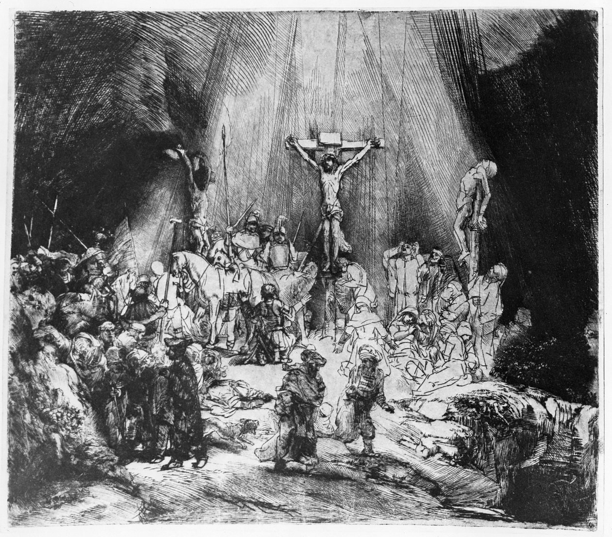 The Three Crosses by Rembrandt van Rijn: Fine art print