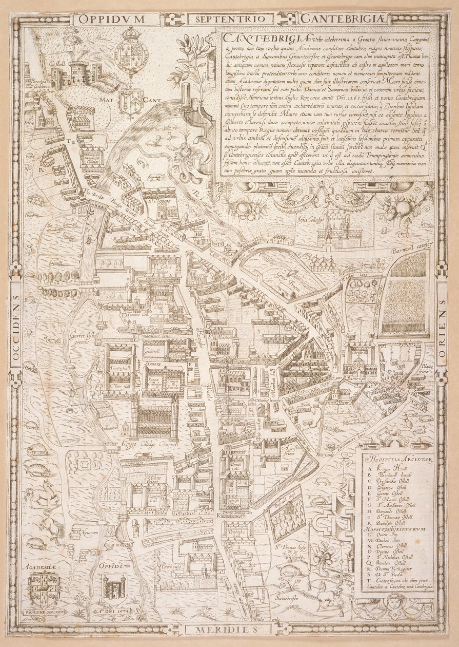 Map of Cambridge, from Caius 'Historia Cantabrigensis Academia'