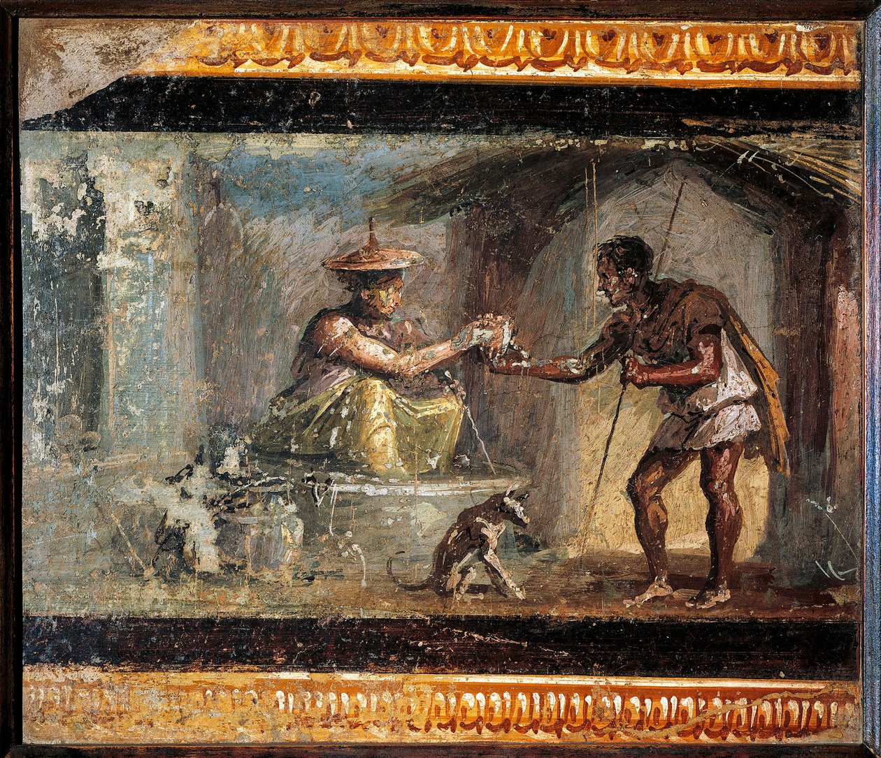 Roman Art: 'The traveler and the magician' Roman fresco from the villa ...