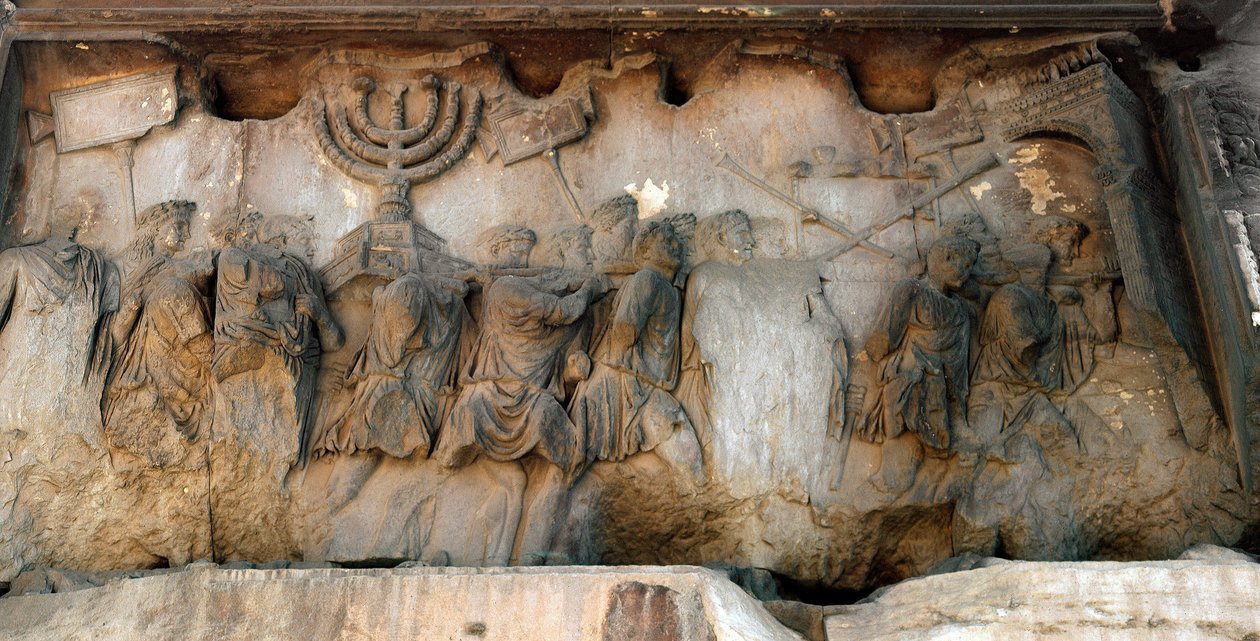 Roman art: 'Triumphal cortege of the ark of alliance with the Menorah ...