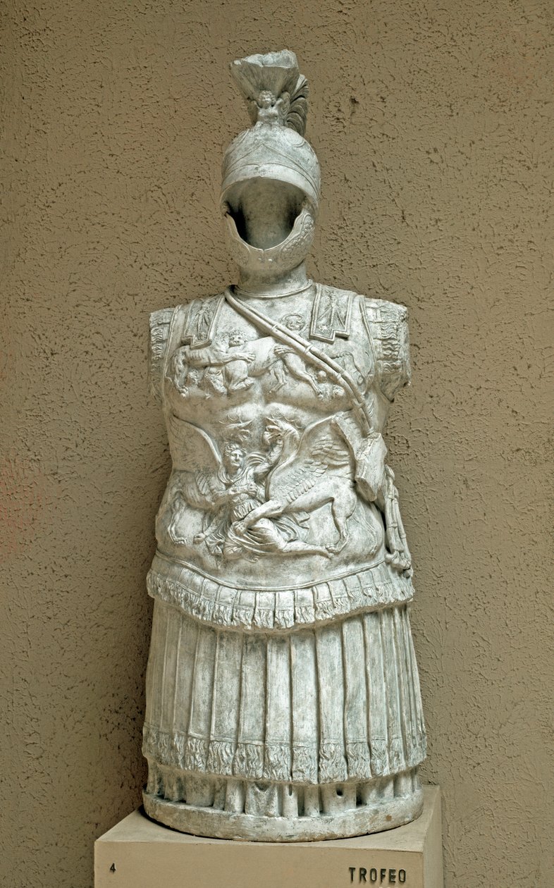 Roman art: Trophee of weapons in the form of parade armor of Roman ...