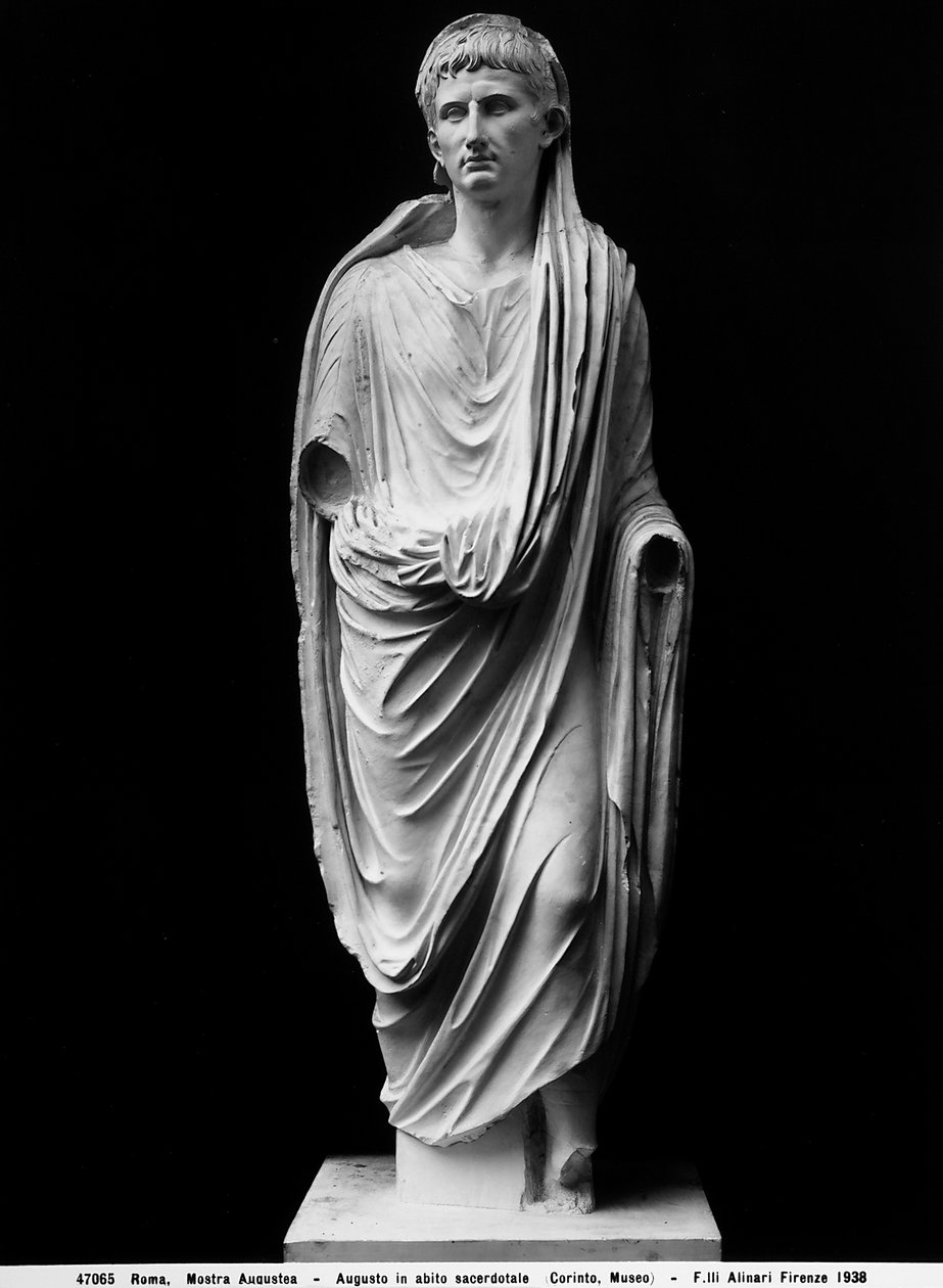 Statue of Emperor Augustus in Priestly Garments by Roman