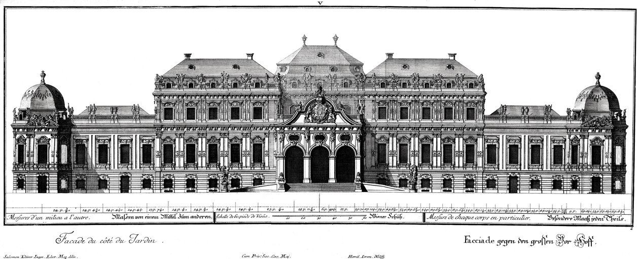 Elevation of the Ehrenhof Facade by Salomon Kleiner