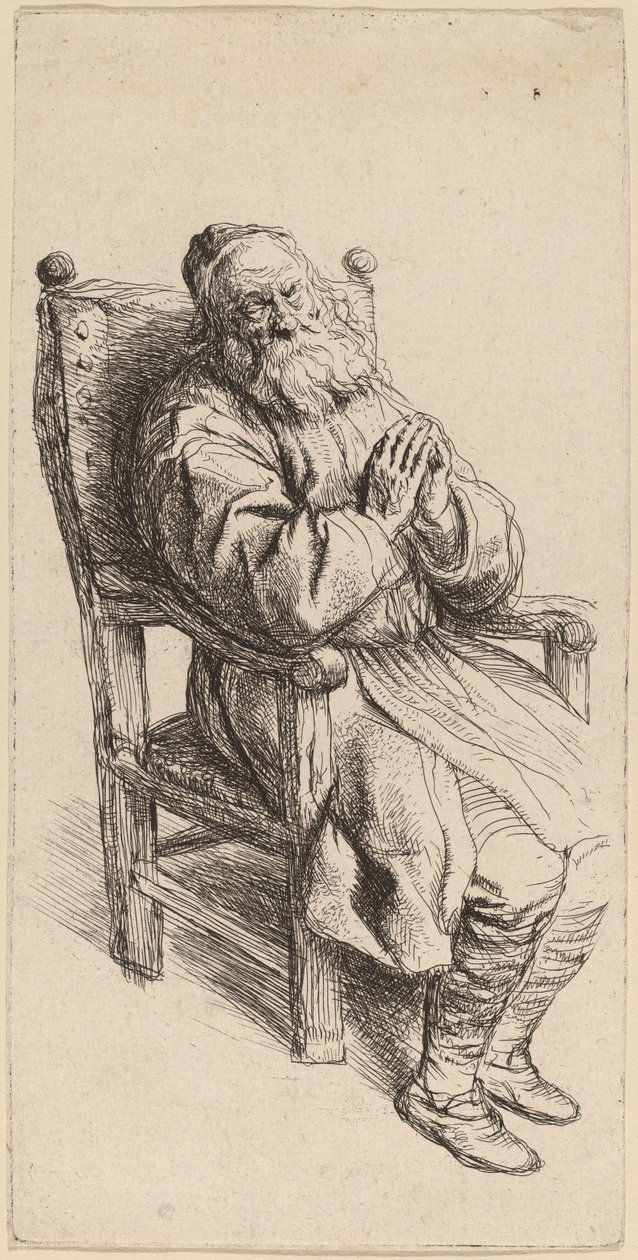 Old Man Sleeping Illustration