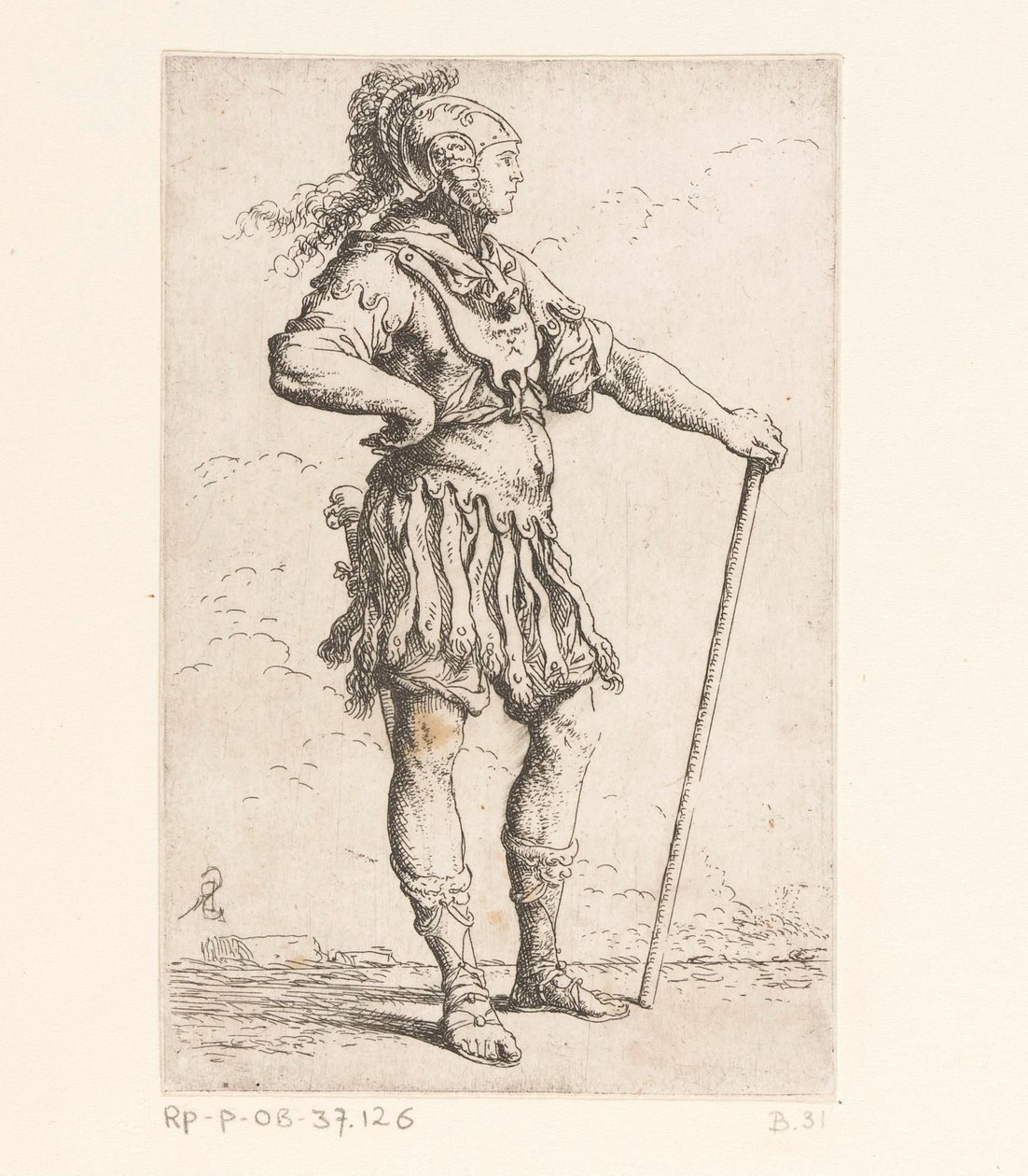 Soldier with a Stick (Small Figures) by Salvator Rosa