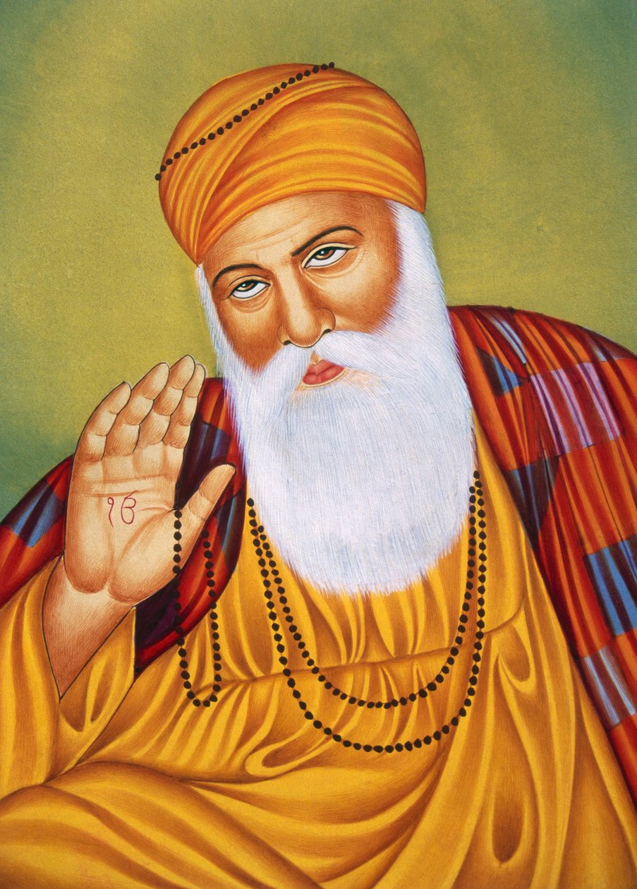 Lord Guru Nanak Miniature Painting on Paper by School Indian