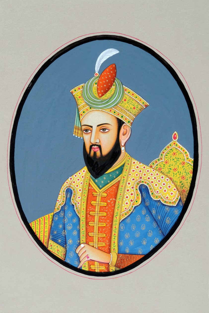 Miniature Painting of Mughal Emperor Babur by School Indian