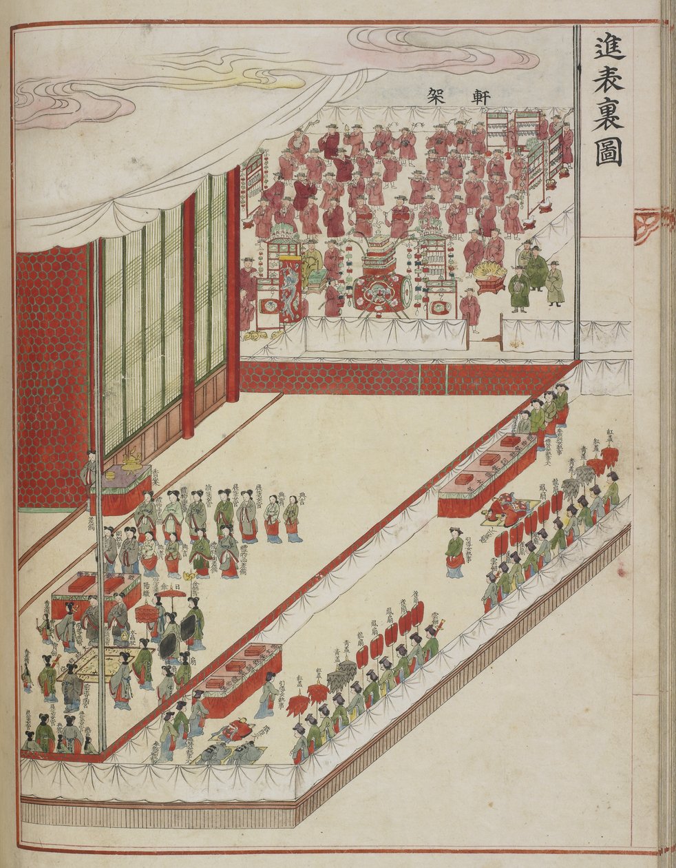 Korean court ritual. Page from a court manuscript showing the 60th ...