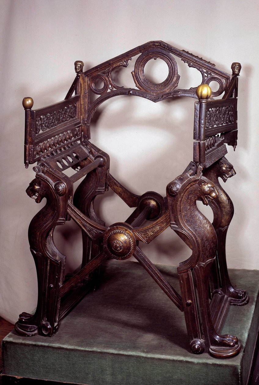 Merovingian art: armchair or throne by Dagobert I. Made in golden ...