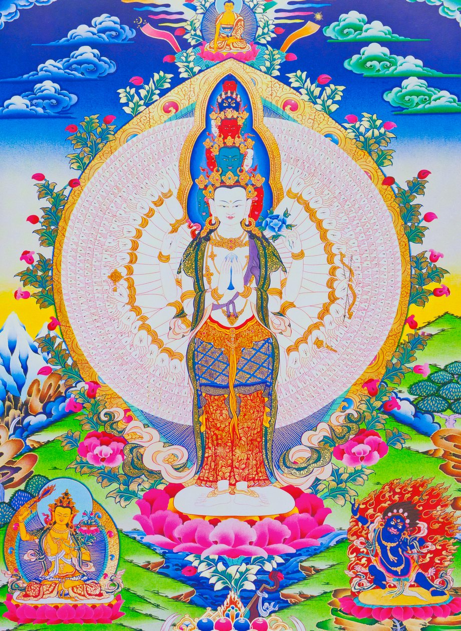 Image depicting the thousand arms Avalokiteshvara, the eleven headed ...