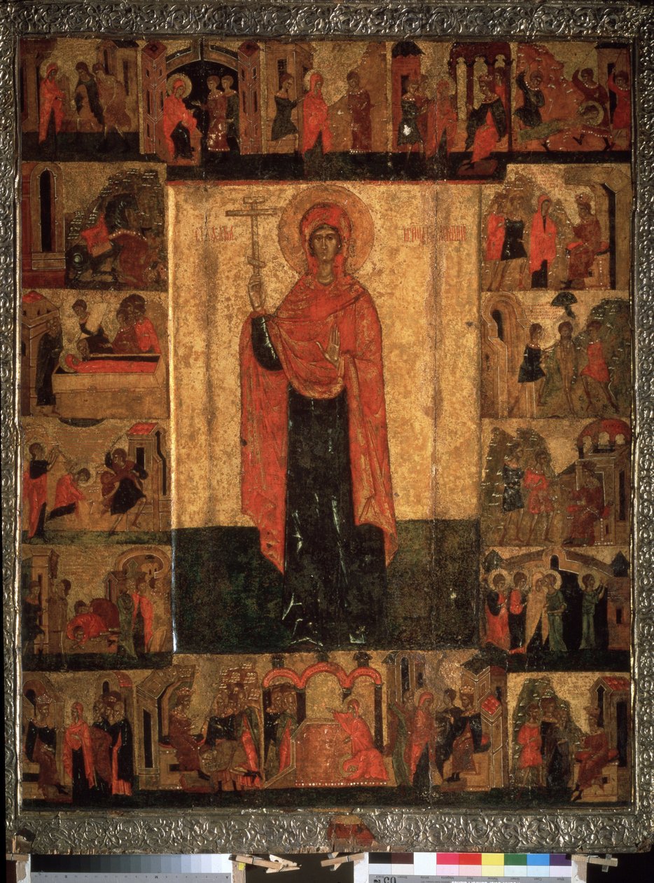 Life and episodes of Saint Paraskeva Pyatnitsa. Russian icon, painting ...