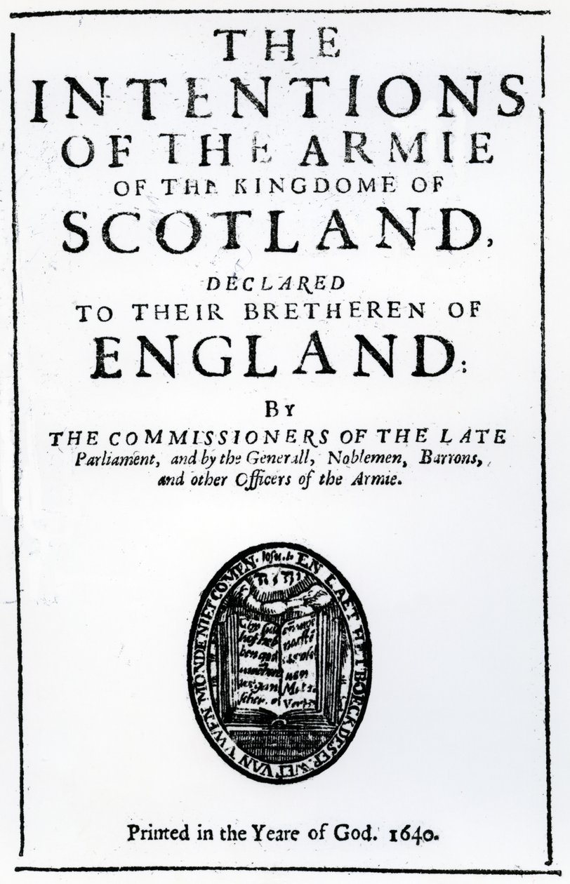 Title Page for 'The Intentions of the Armie of the Kingdome of Scotland ...