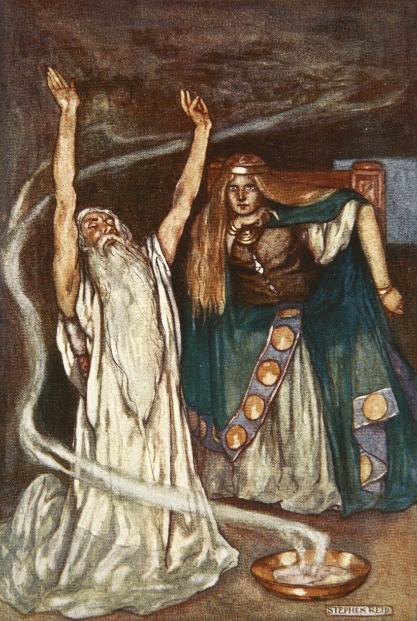 Queen Maeve and the Druid, illustration from 'Cuchulain, The Hound of ...
