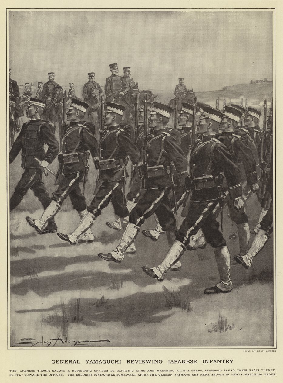 General Yamaguchi Reviewing Japanese Infantry