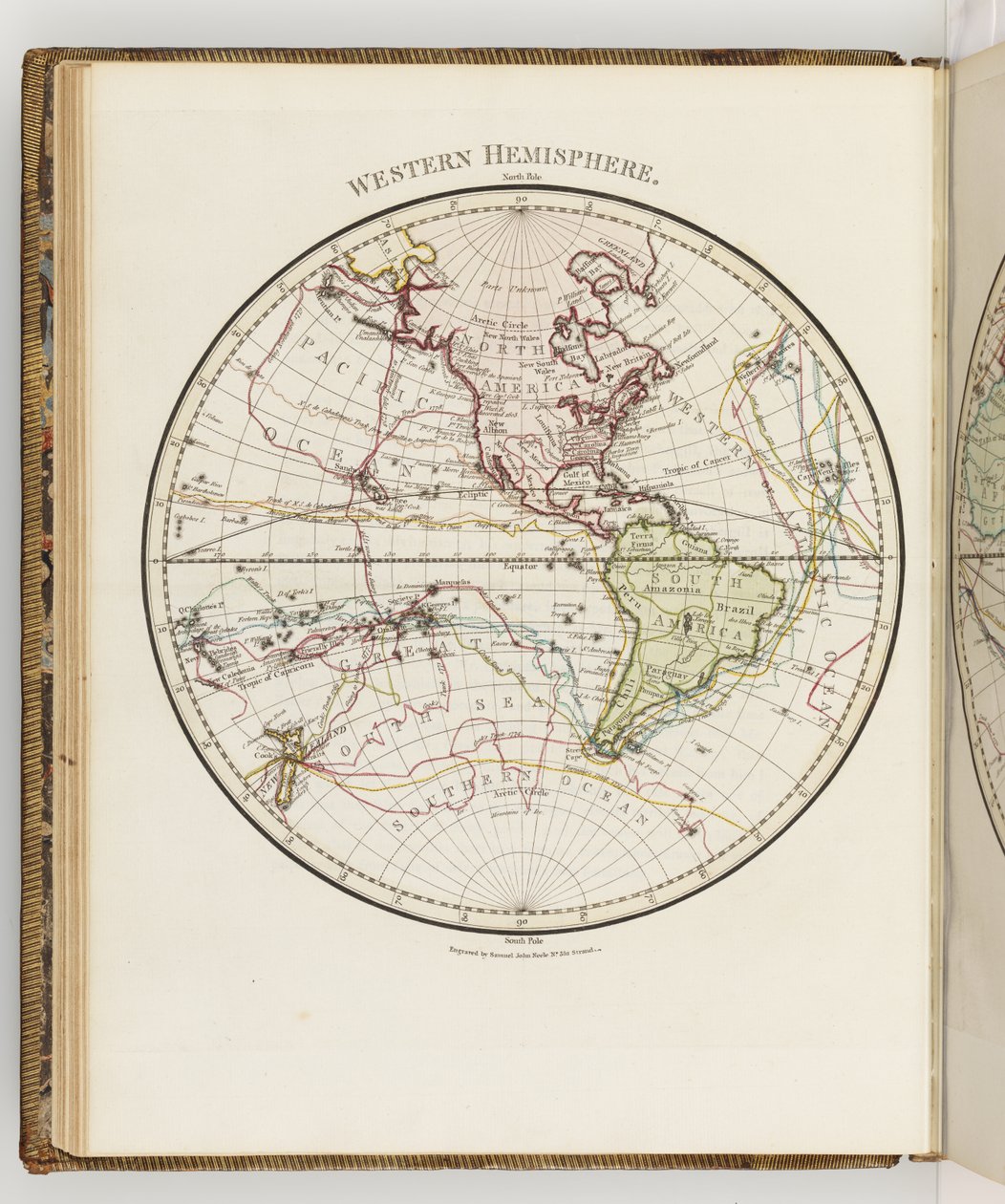 Map of the western hemisphere, illustration from 'A journal of a voyage ...