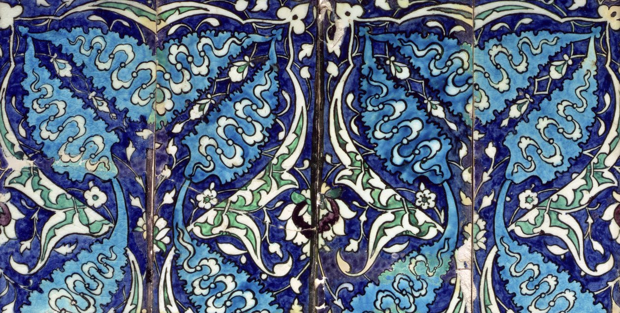 Tiles from a frieze with floral motif by Syrian School