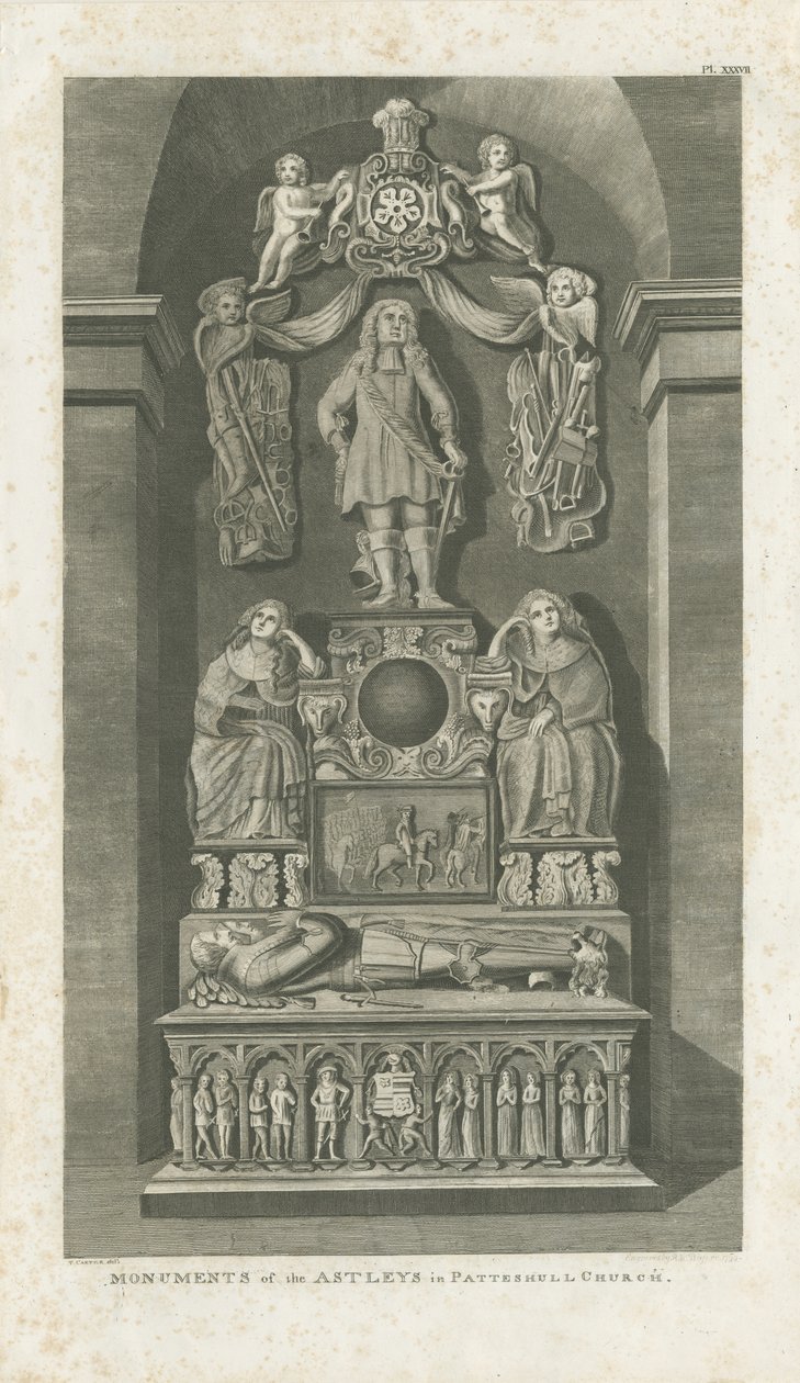 Interior of Patshull Church - Astley's Tombs by T Carter