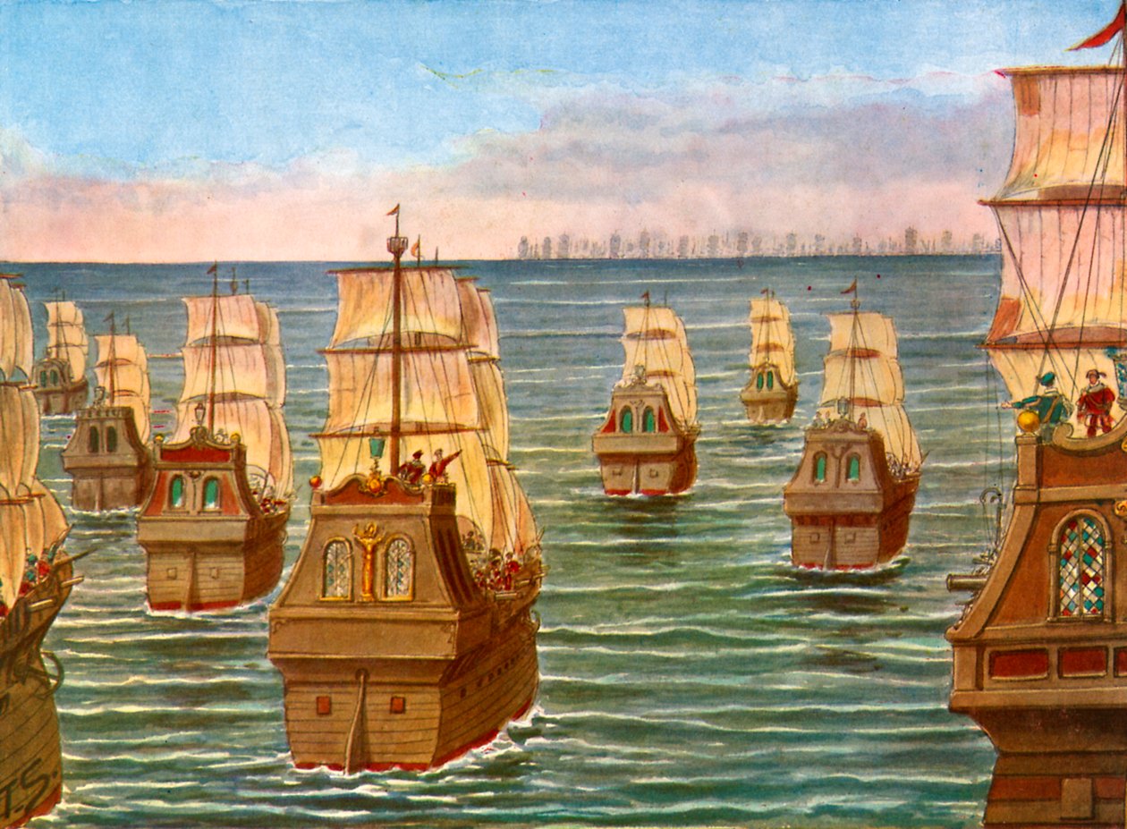 The fleet of Lorenzo d'Almeida confronting the fleet of Samorin