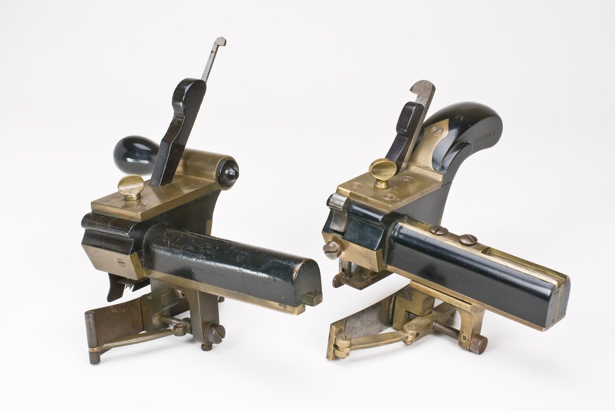 Coach maker's adjustable compass ploughs, mid 19th century