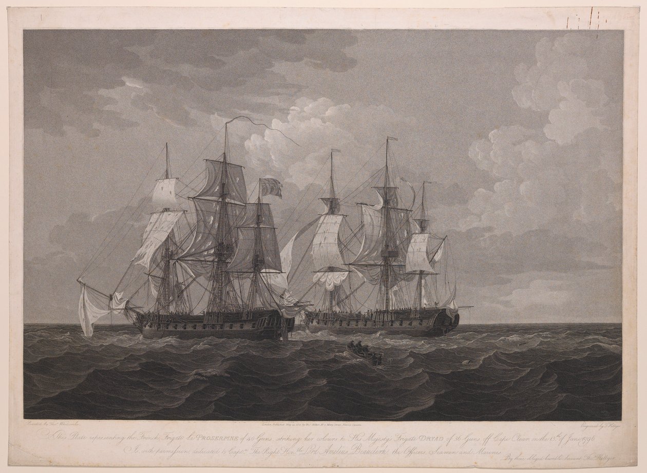 The French Frigate La Proserpine striking her colours to His Majesty's ...