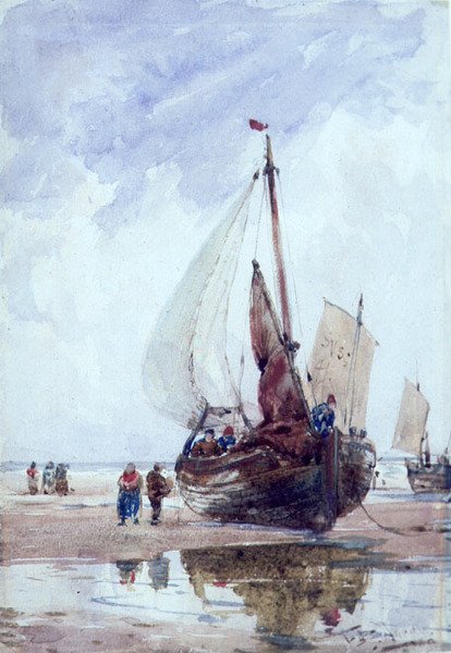 A Beached Fishing Smack by Thomas Bush Hardy