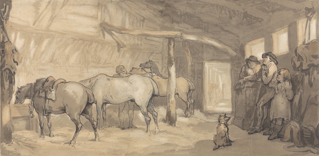The Stable of an Inn by Thomas Rowlandson: Fine art print