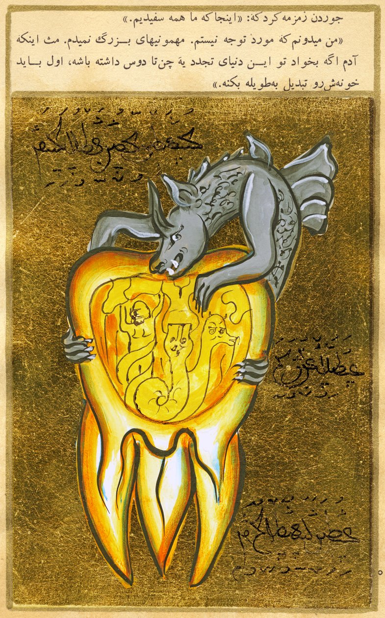 Anatomical View of a Tooth, the Source of Toothache is Shown as a Demon ...