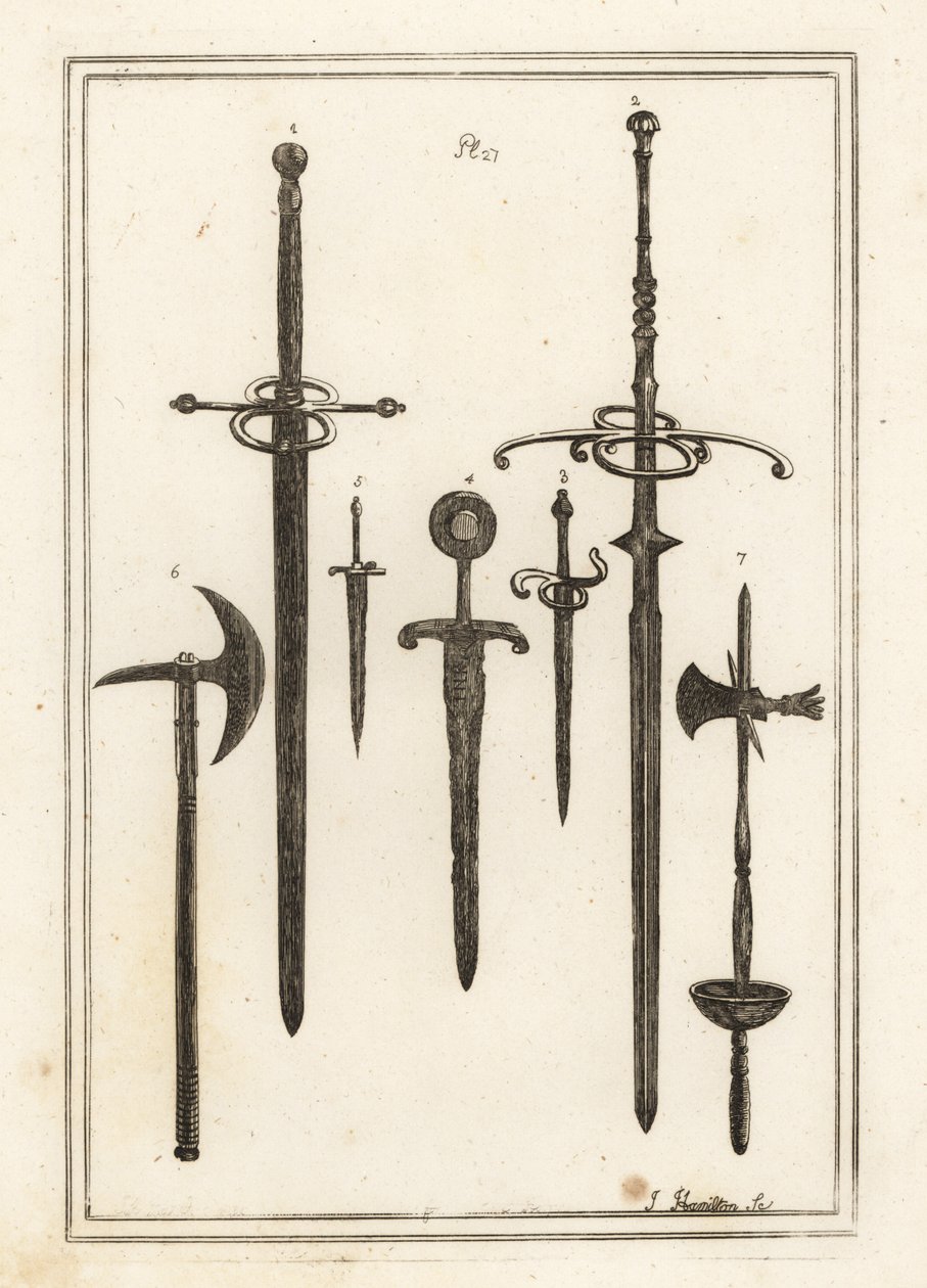 Ancient Two-handed Sword, Dagger, Sword and Dagger from the Knights of St