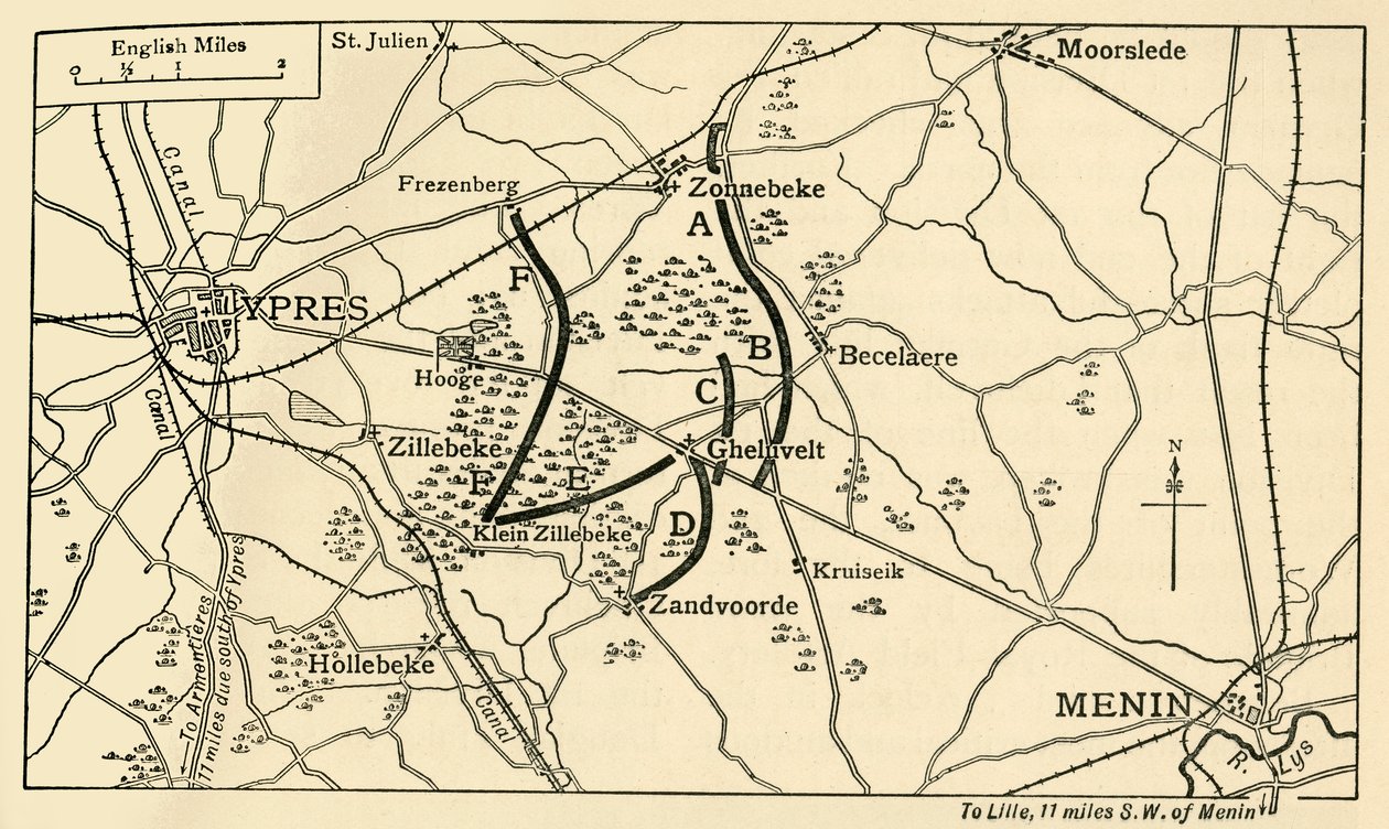 British positions before the First Battle of Ypres, First World War