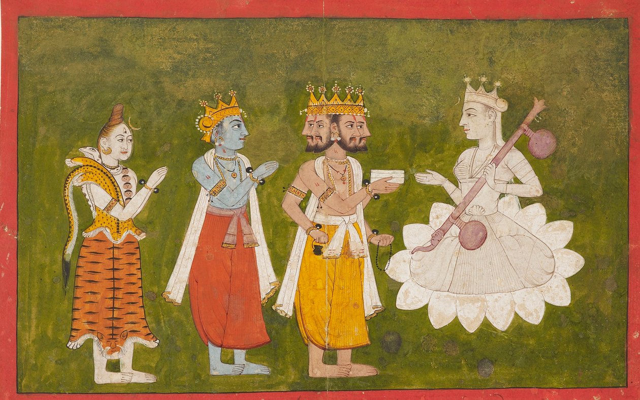 Devi Revered by Brahma, Vishnu, and Shiva by Unbekannt