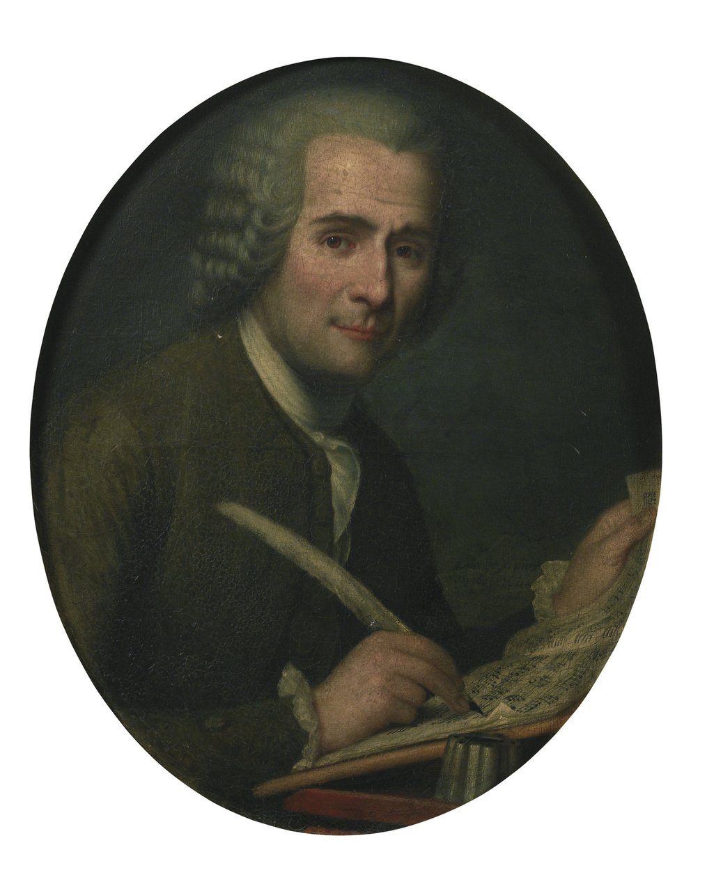 Jean-Jacques Rousseau writing sheet music by Unbekannt