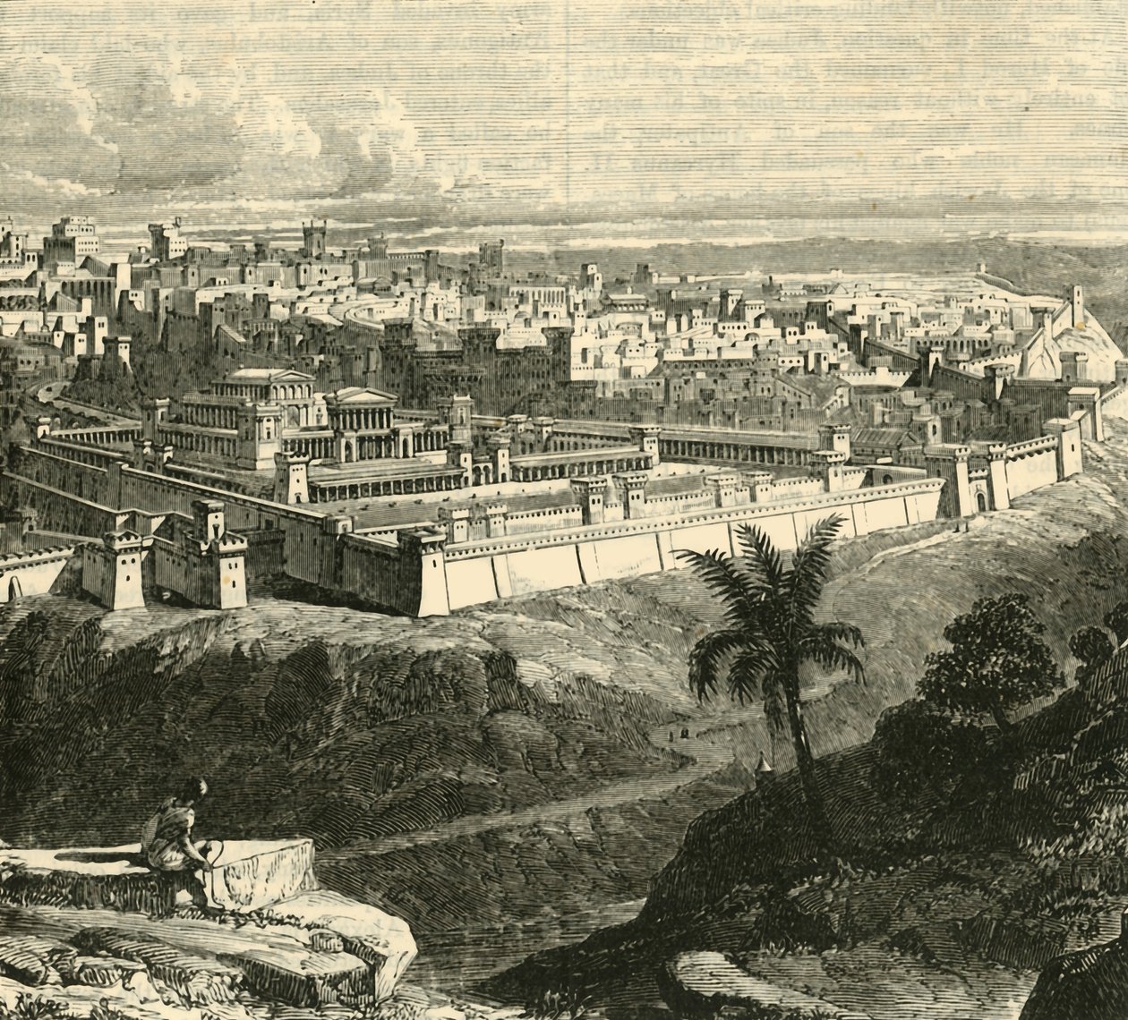 Jerusalem in the Time of Jesus Christ, Showing the Temple as Restored ...