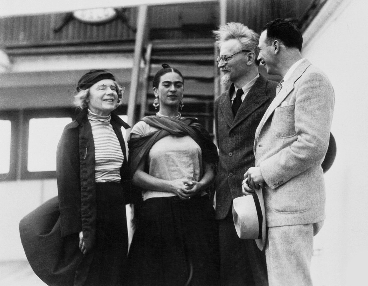Leon Trotsky with His Wife Natalia Sedova and Mexican Artist Frida Kahlo
