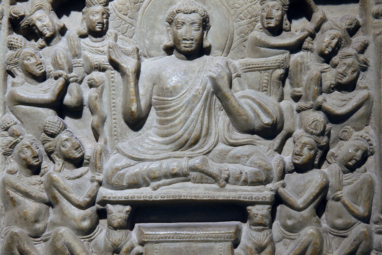 National Museum of India, Delhi. Ayaga frieze depicting scenes from ...