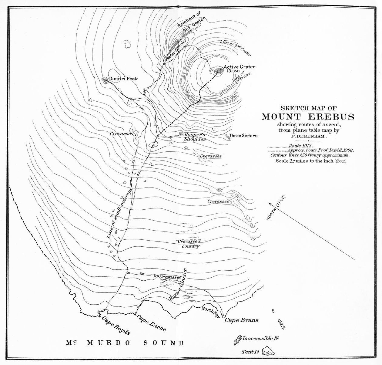 Sketch Map of Mount Erebus Showing Routes of Ascent, c1912