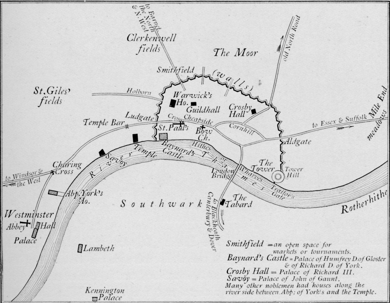 Sketch Map of London in the 15th Century by Unbekannt