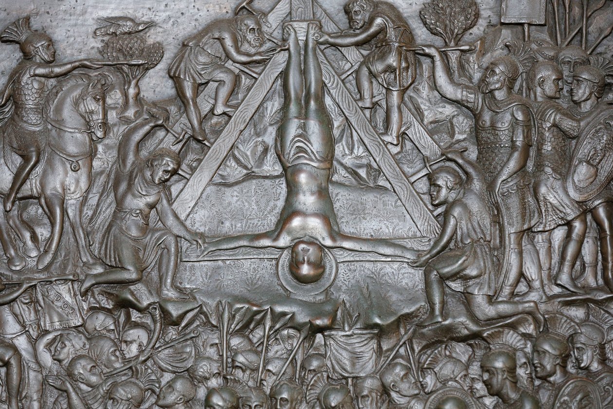 The Crucifixion of Saint Peter - (detail) Front Entrance Door of St ...