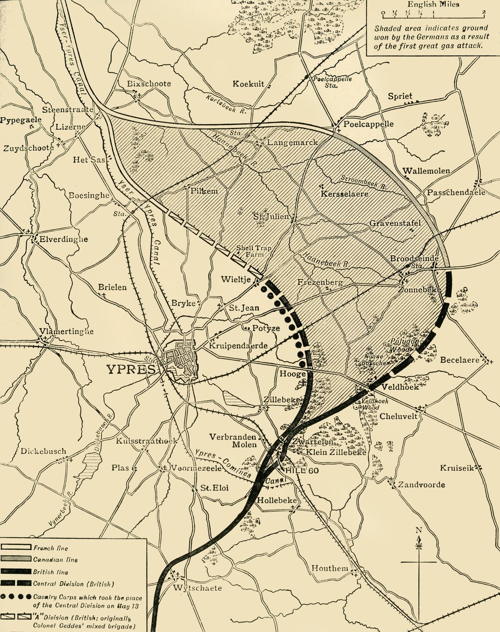 The Ypres Salient before and after the Second Battle of Ypres, First ...