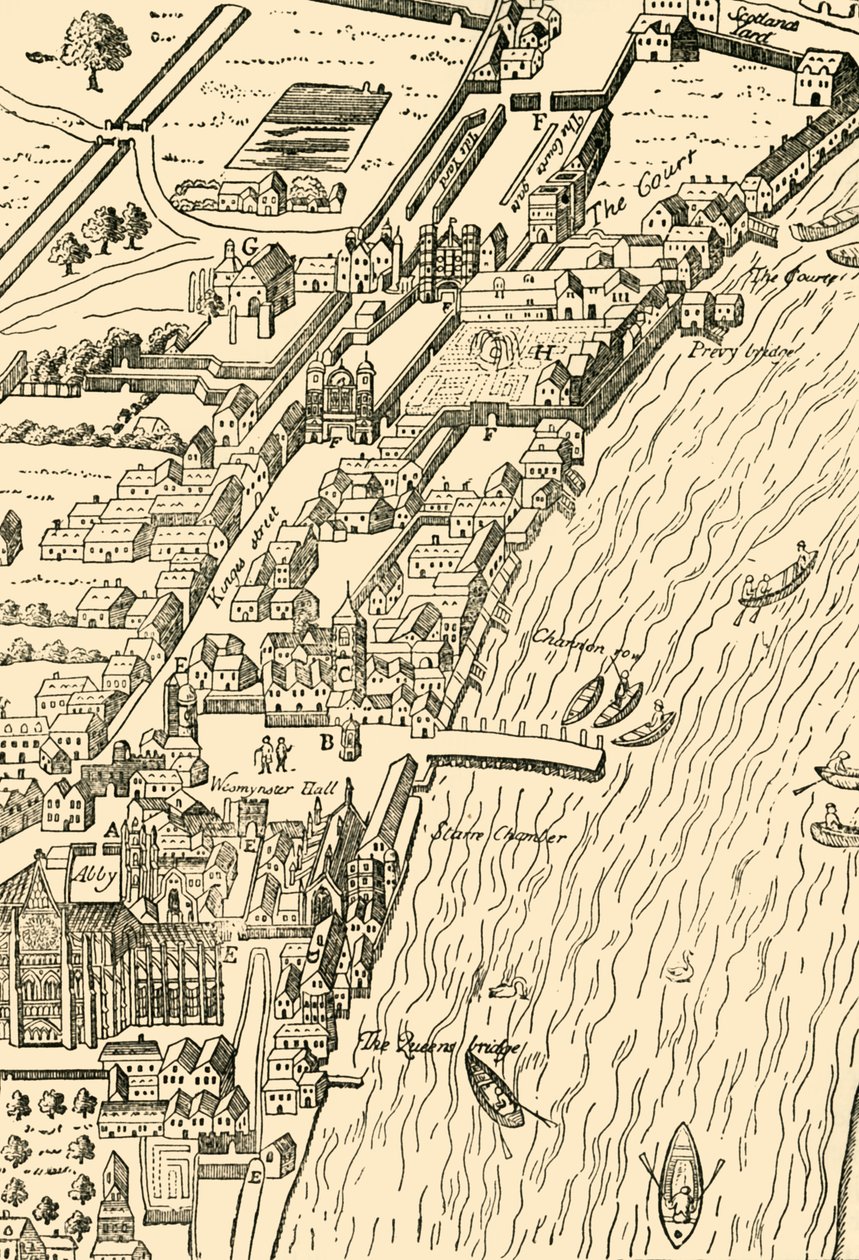Whitehall and Westminster. From Aggas Map by Unbekannt
