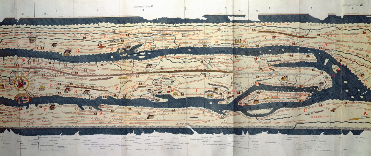 Detail of Italy from the Peutinger map copy