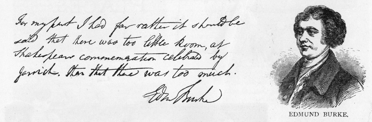 Handwriting and signature of Edmund Burke by Unbekannt