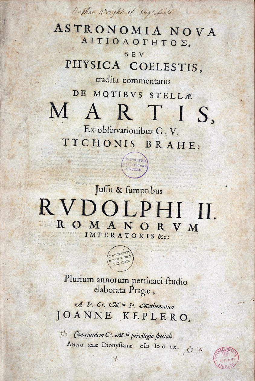 Title page of 'Astronomia nova' (New Astronomy) by Johannes Kepler ...